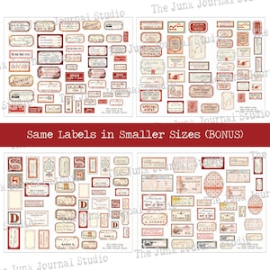 Red Vintage Labels Digital, Distressed Numbers, Red Labels, Ephemera ...