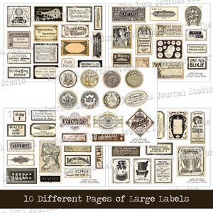 Vintage Labels Volume 2 Digital, Distressed Numbers, Labels, Ephemera ...
