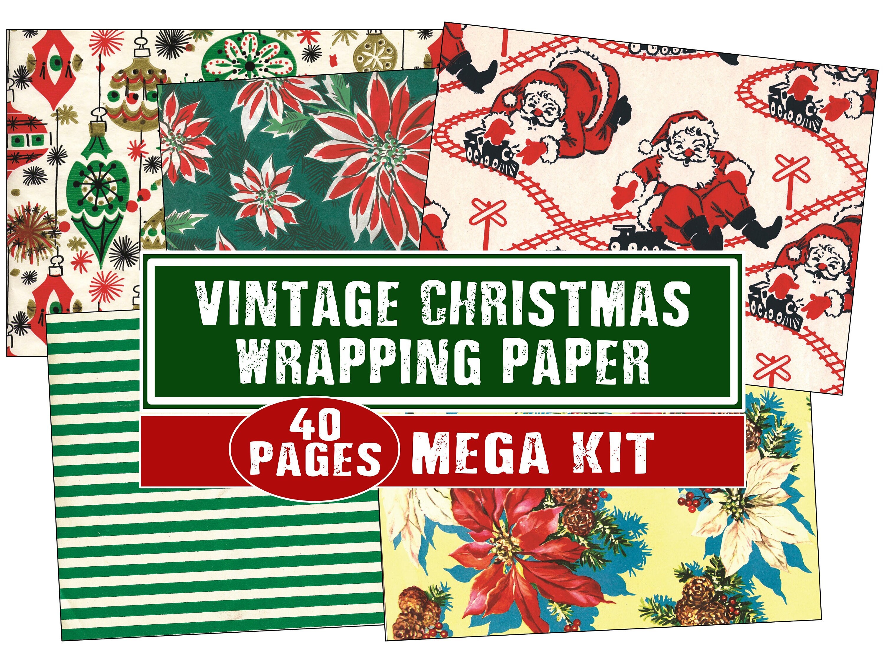 Vintage Christmas Wrapping Paper Background