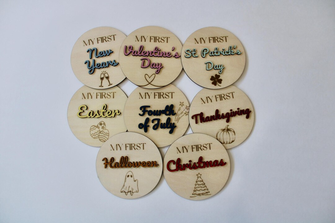 My First Holiday Milestone Baby Disc, My 1st Holiday Marker, Wooden ...