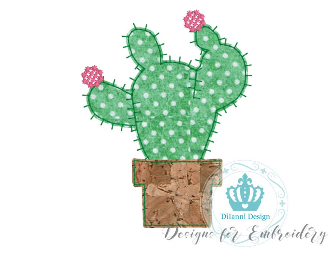 Cactus Applique Design Machine Embroidery Digital File Instant Download ...