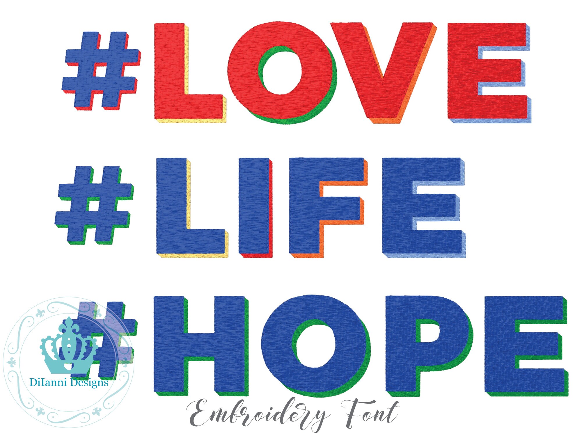 Modern Hashtag Font With Number and Symbols Machine Embroidery Digital ...