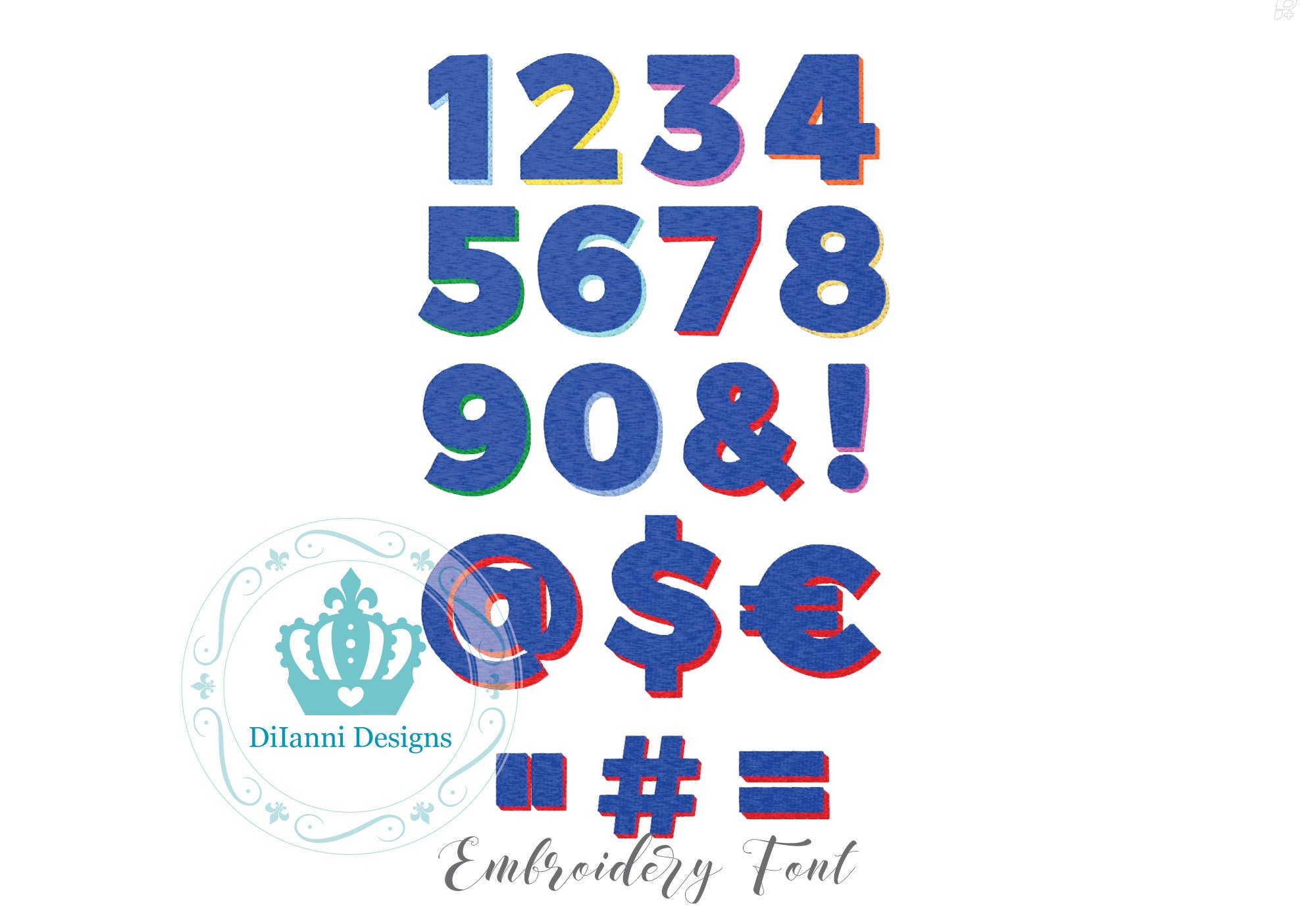 Modern Hashtag Font With Number and Symbols Machine Embroidery Digital ...