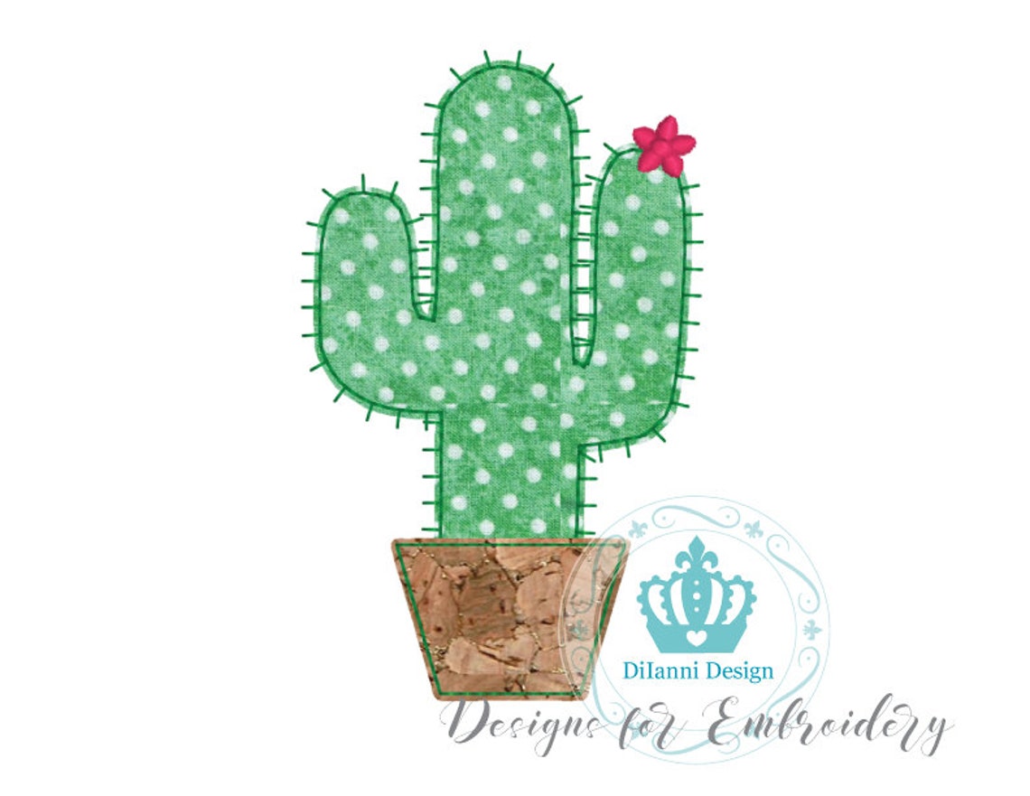 Cactus Applique Design Machine Embroidery Digital File Instant Download ...