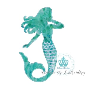 Mermaid Applique Design Machine Embroidery Digital File Instant ...