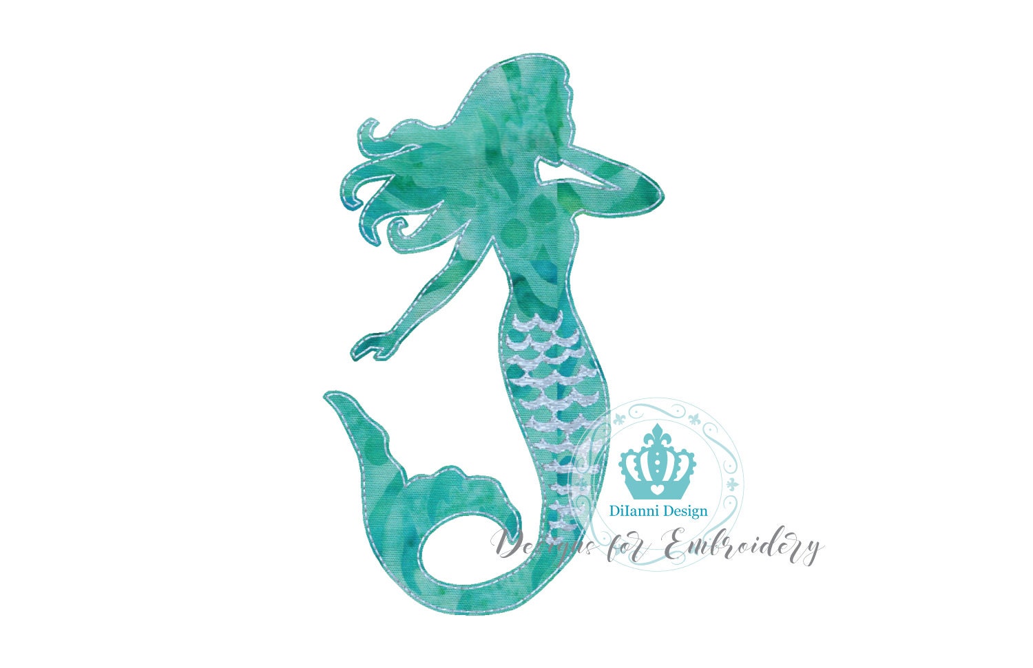 Mermaid Applique Design Machine Embroidery Digital File Instant ...