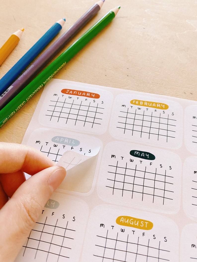 Customisable Calendar Stickers | Yearly Calendar Stickers - Sticker ...