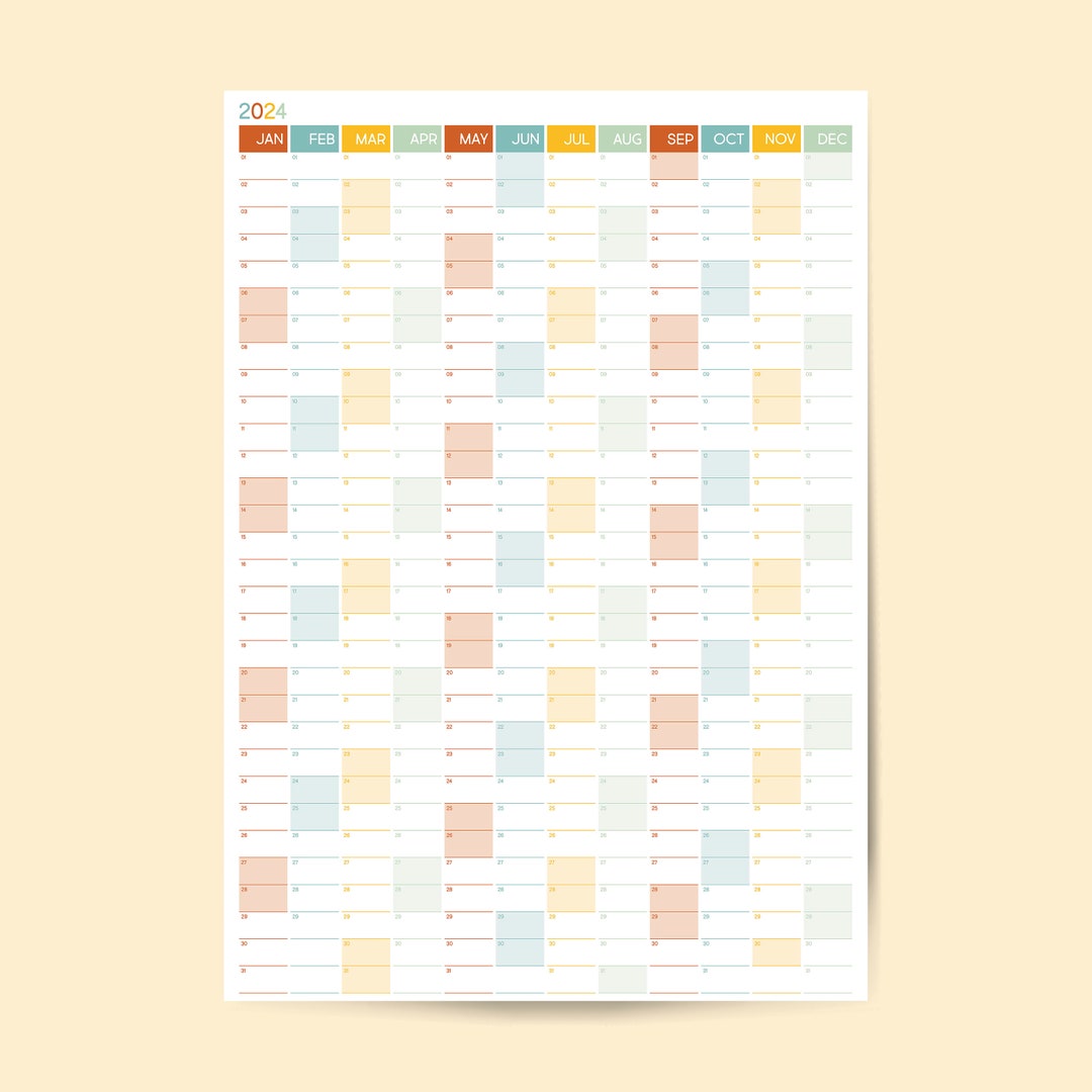 2024 Wall Calendar A2 Poster Printable Digital Download - Etsy