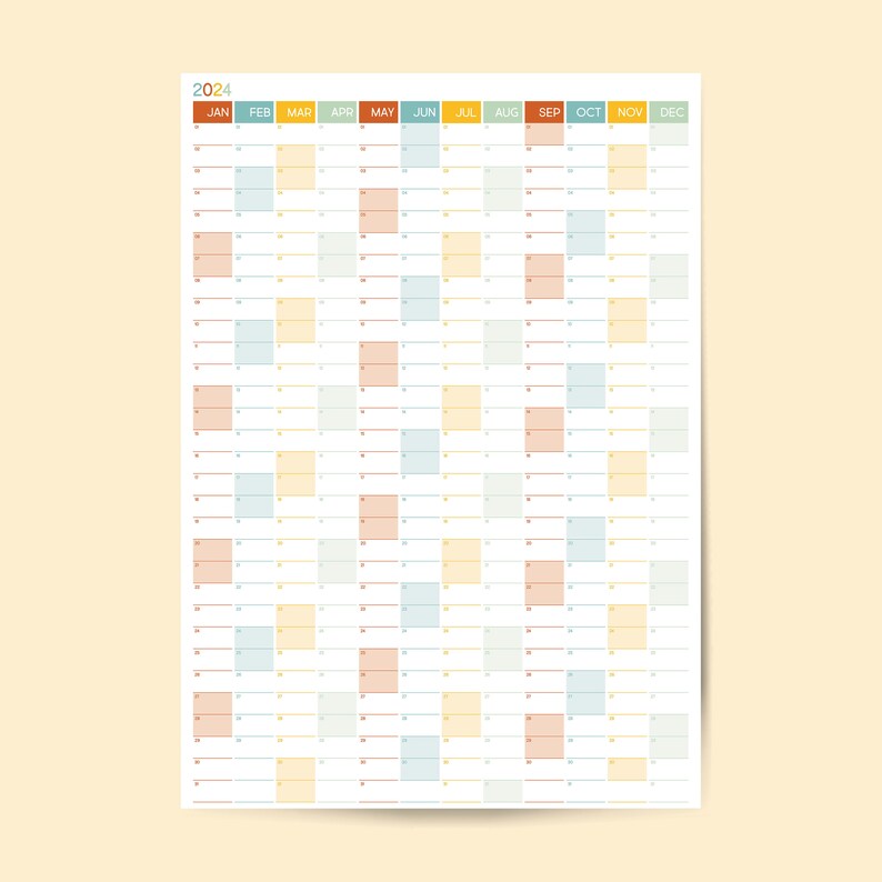 2024 Wall Calendar A2 Poster Printable Digital Download - Etsy