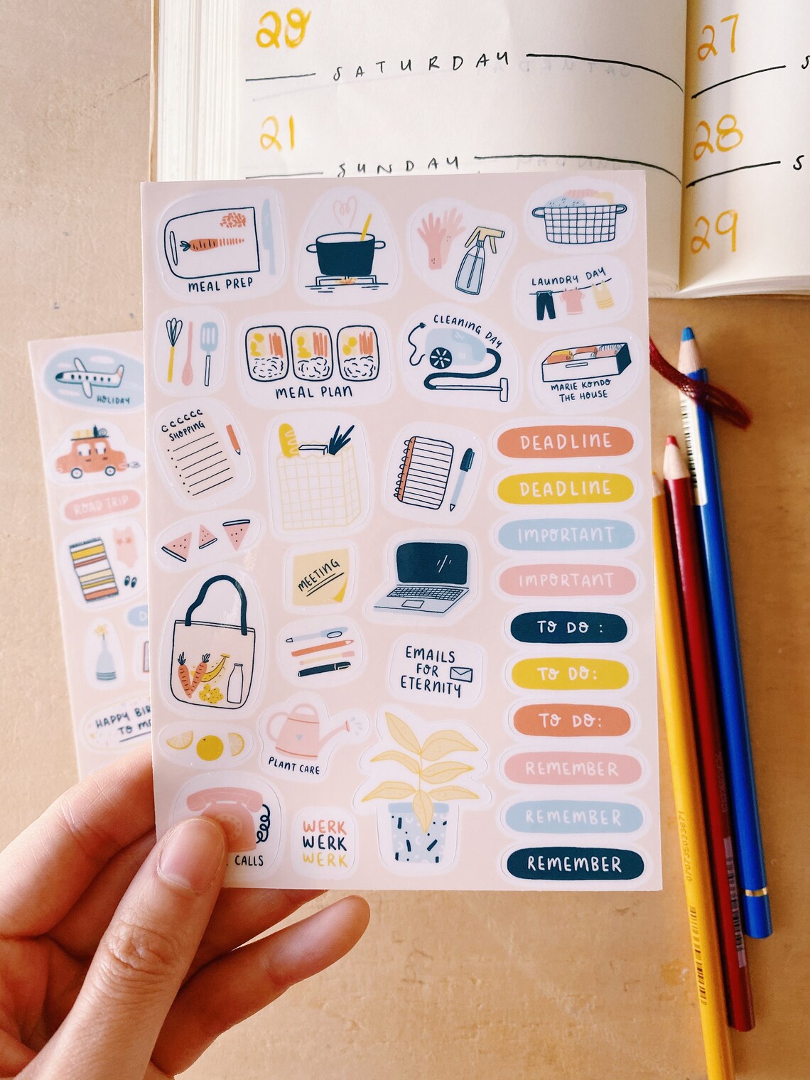 Colour Jar Diary Sticker Sheets Planner Diary Bullet Journal Calendar ...