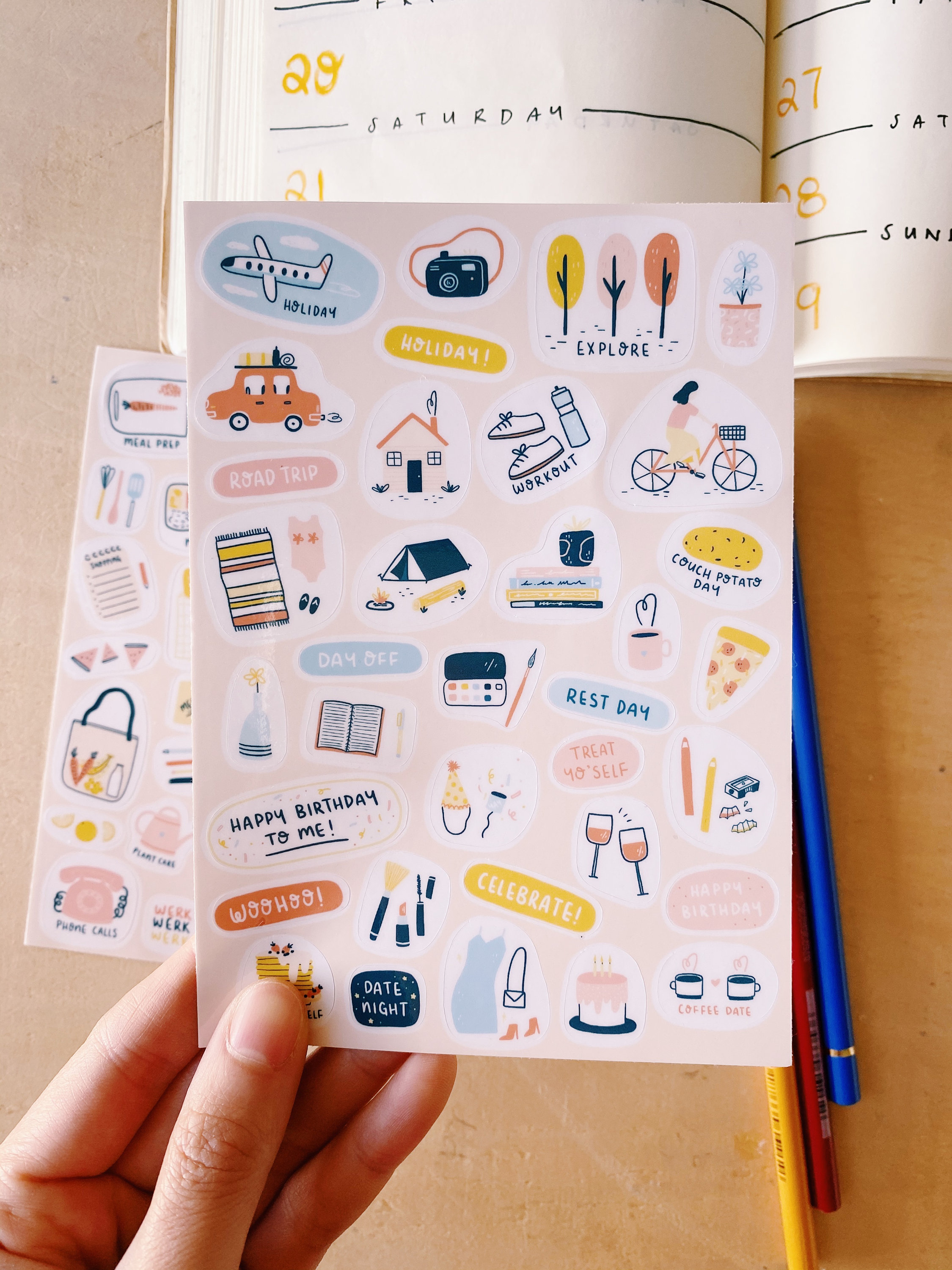 Colour Jar Diary Sticker Sheets Planner Diary Bullet Journal Calendar ...