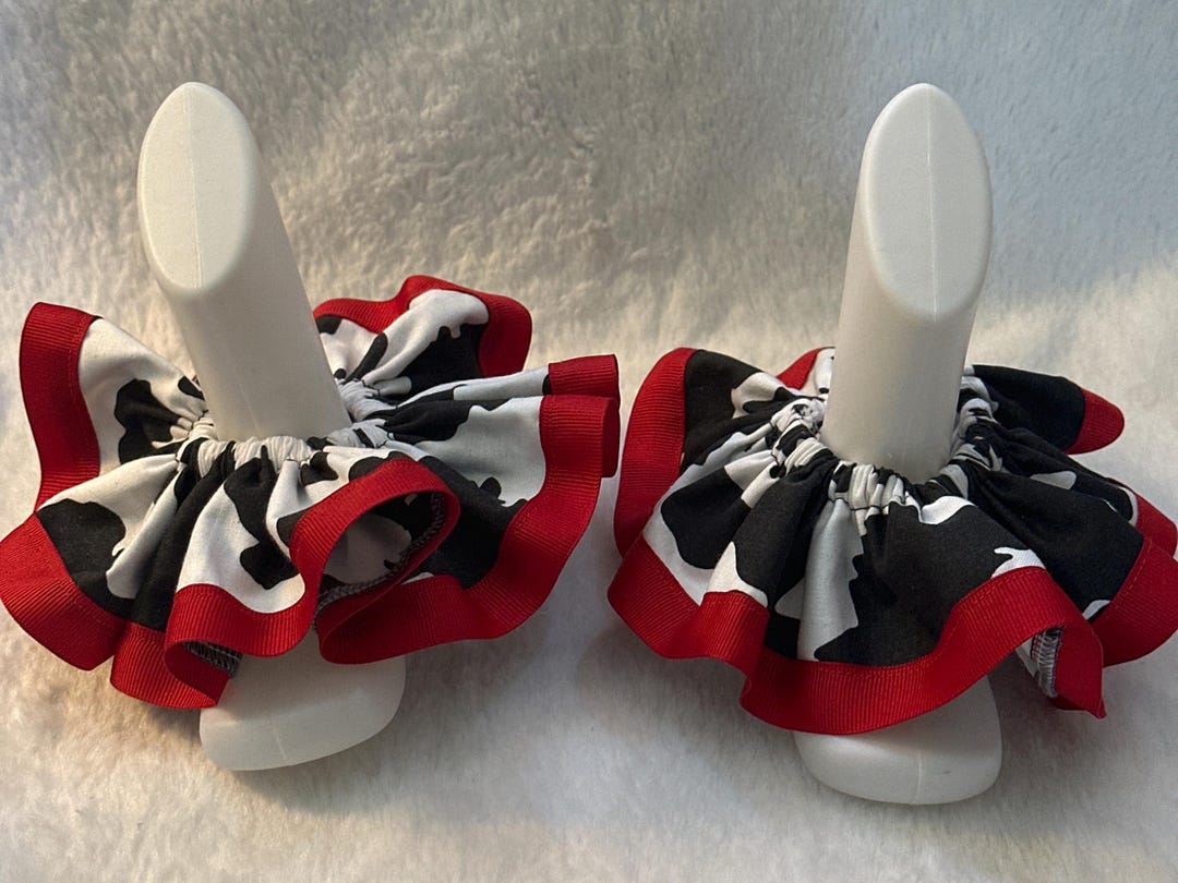 Cow Print Red Trim Ruffled Anklet - Etsy