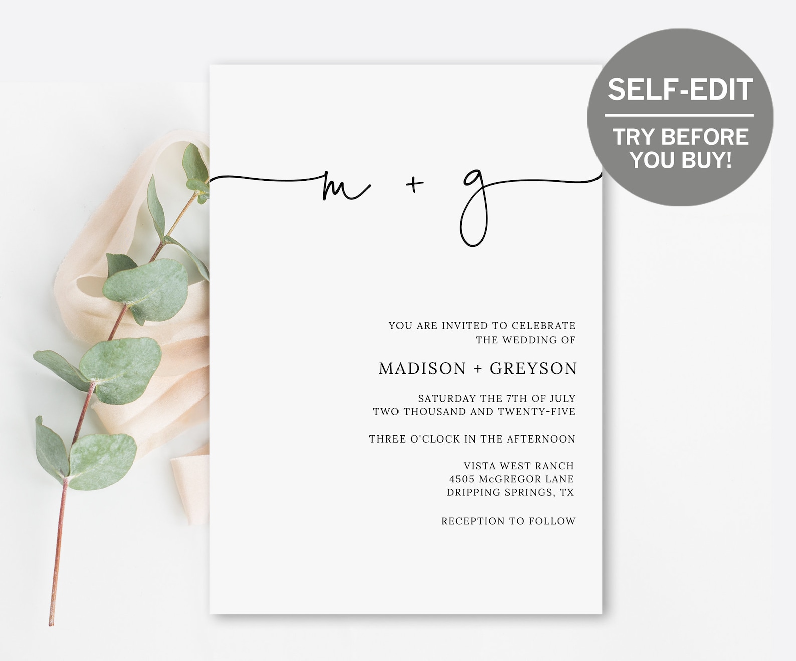 Wedding Invitation Template, TRY BEFORE You BUY, Wedding Invitation Set ...