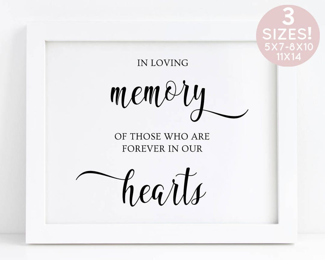 In Loving Memory Sign Printable, Remembrance Sign in Loving Memory ...