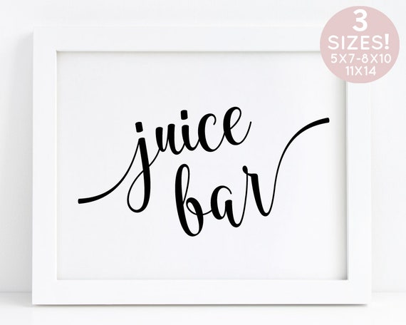 Juice Bar Sign Juice Bar Wedding Signage Drinks Sign Bar - Etsy