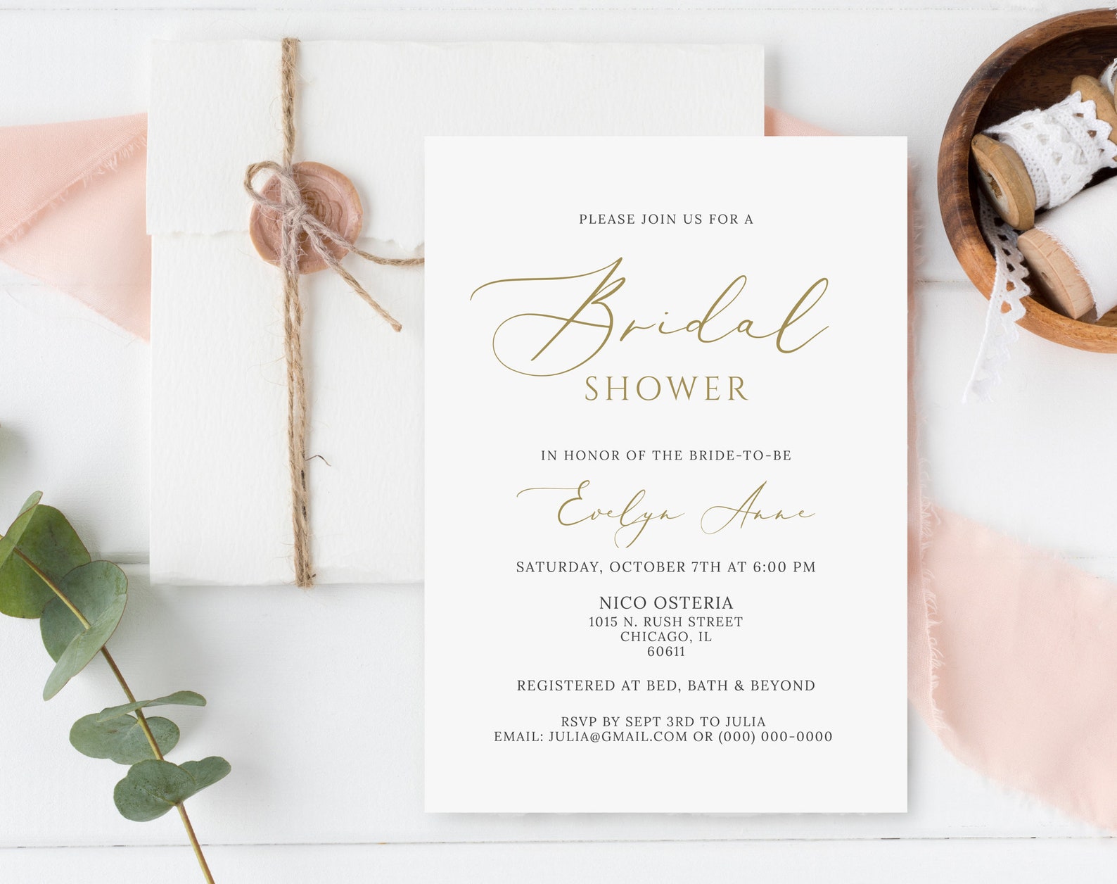 Simple Bridal Shower Invitation Template, TRY BEFORE You Buy ...