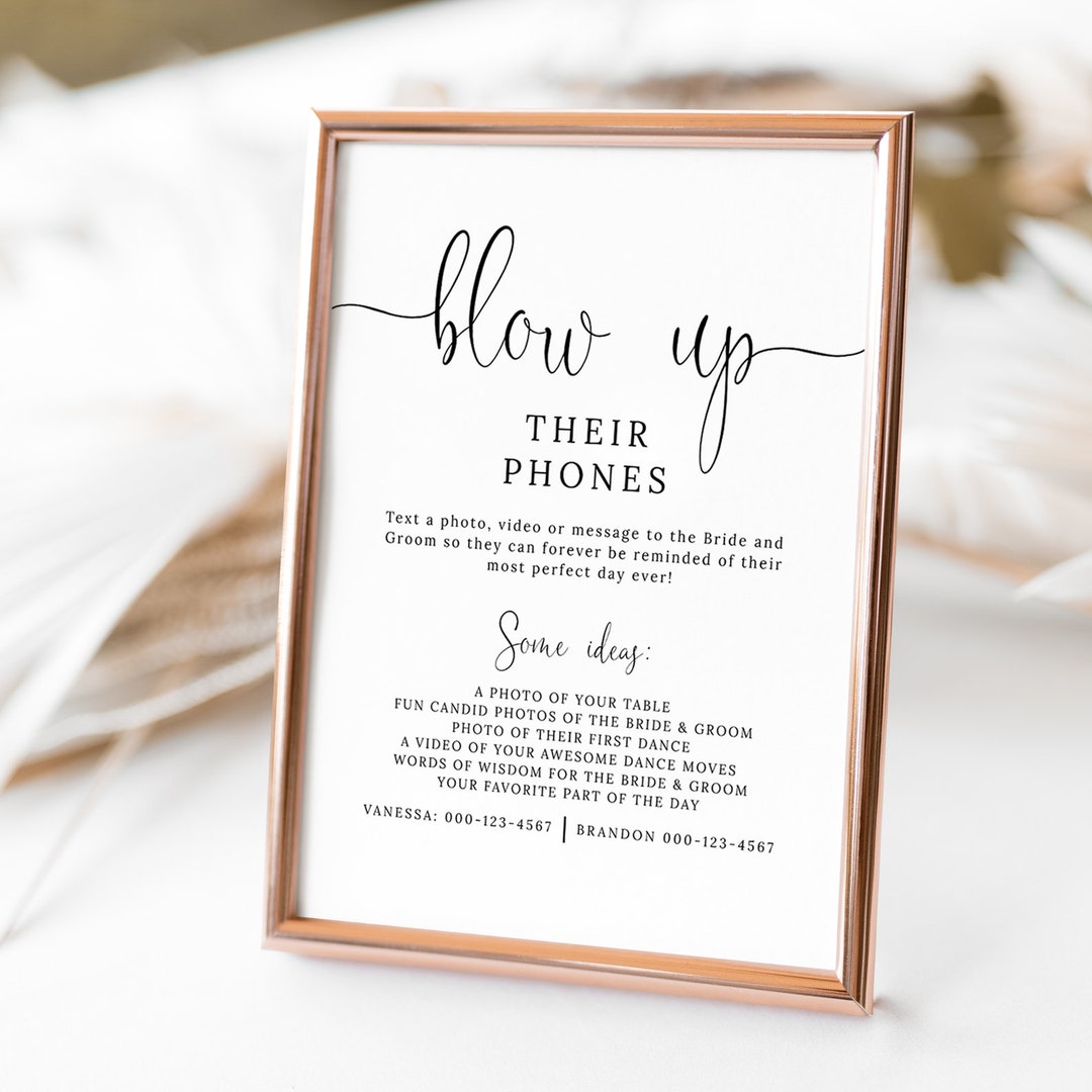 Blow up Their Phone Wedding Sign, Editable Template, Hashtag Sign, I ...