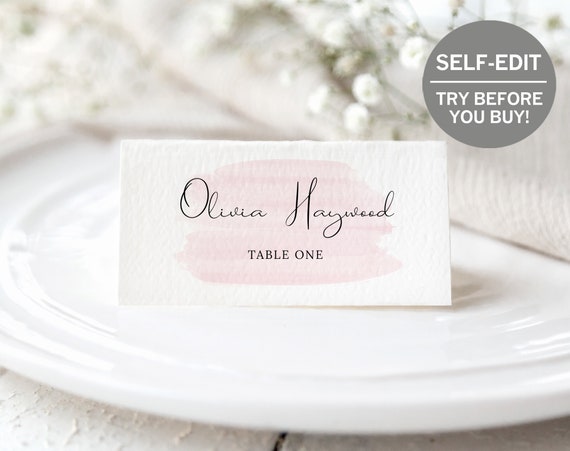 Rose Gold Wedding Place Card Template TRY BEFORE You BUY Seating Card Template Wedding Placecards Wedding Name Cards Escort Cards Diy Etsy UK
