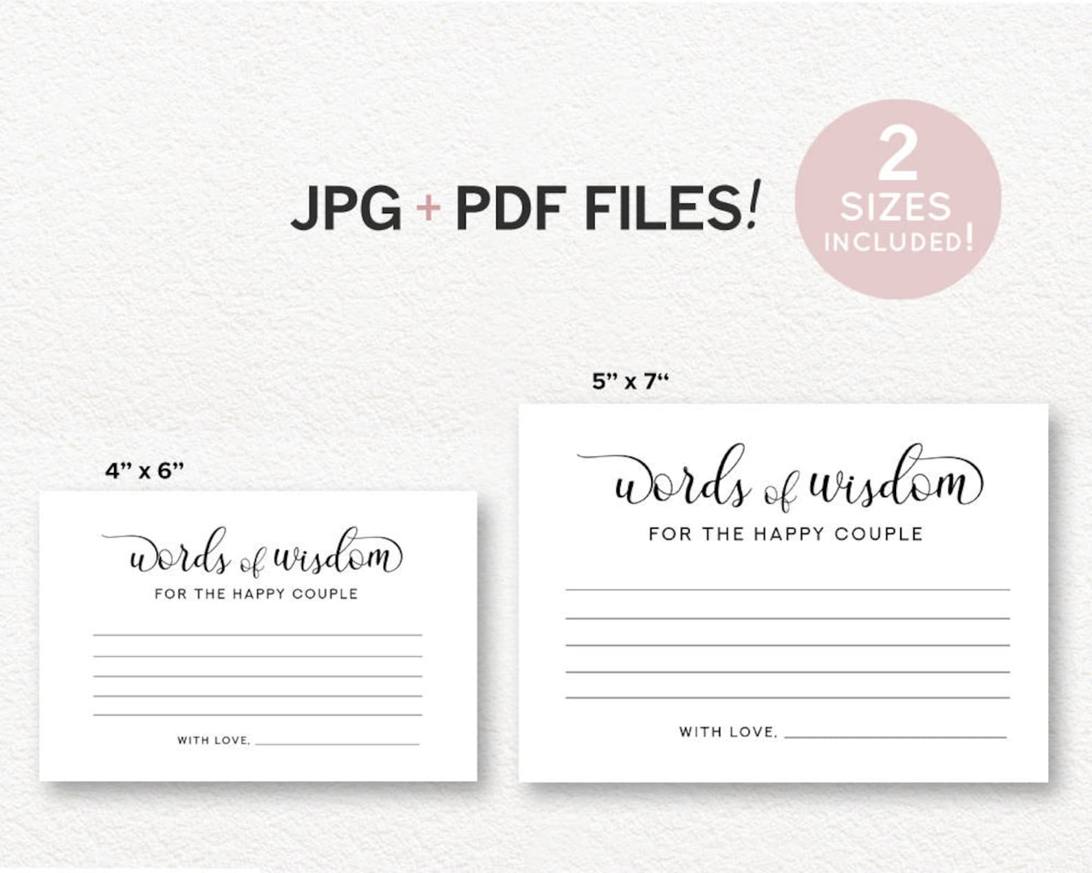 Words of Wisdom Printable Printable Advice Card Bride and - Etsy