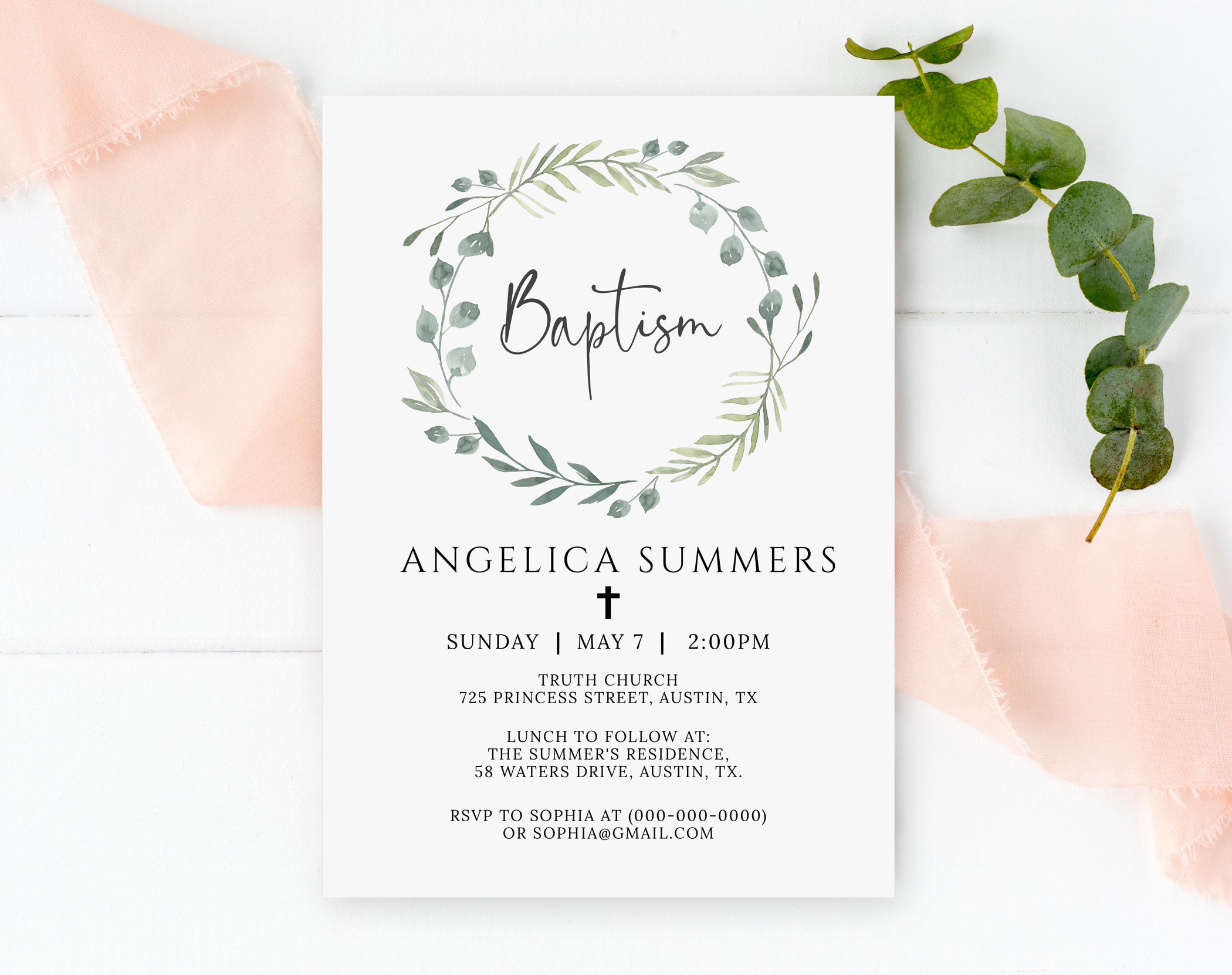 Printable Baptism Invitation Template TRY BEFORE You BUY | Etsy
