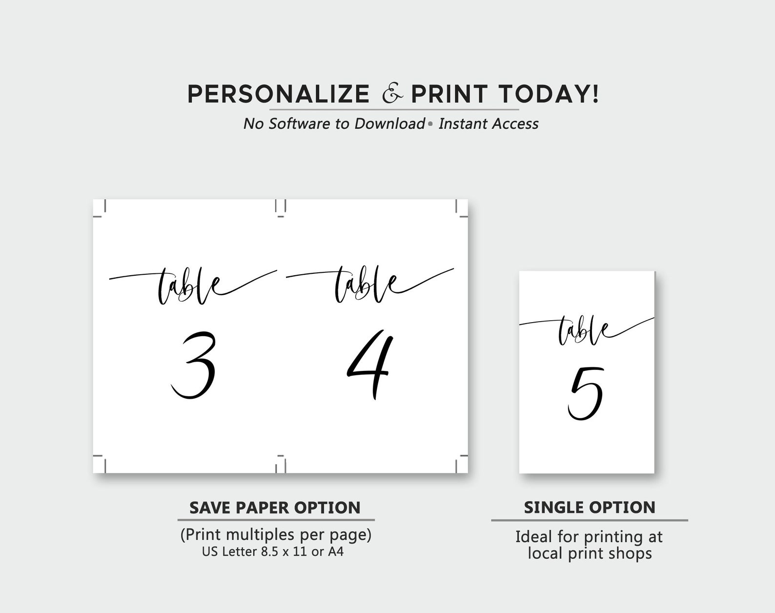 Wedding Table Numbers Template Printable and Editable Table | Etsy