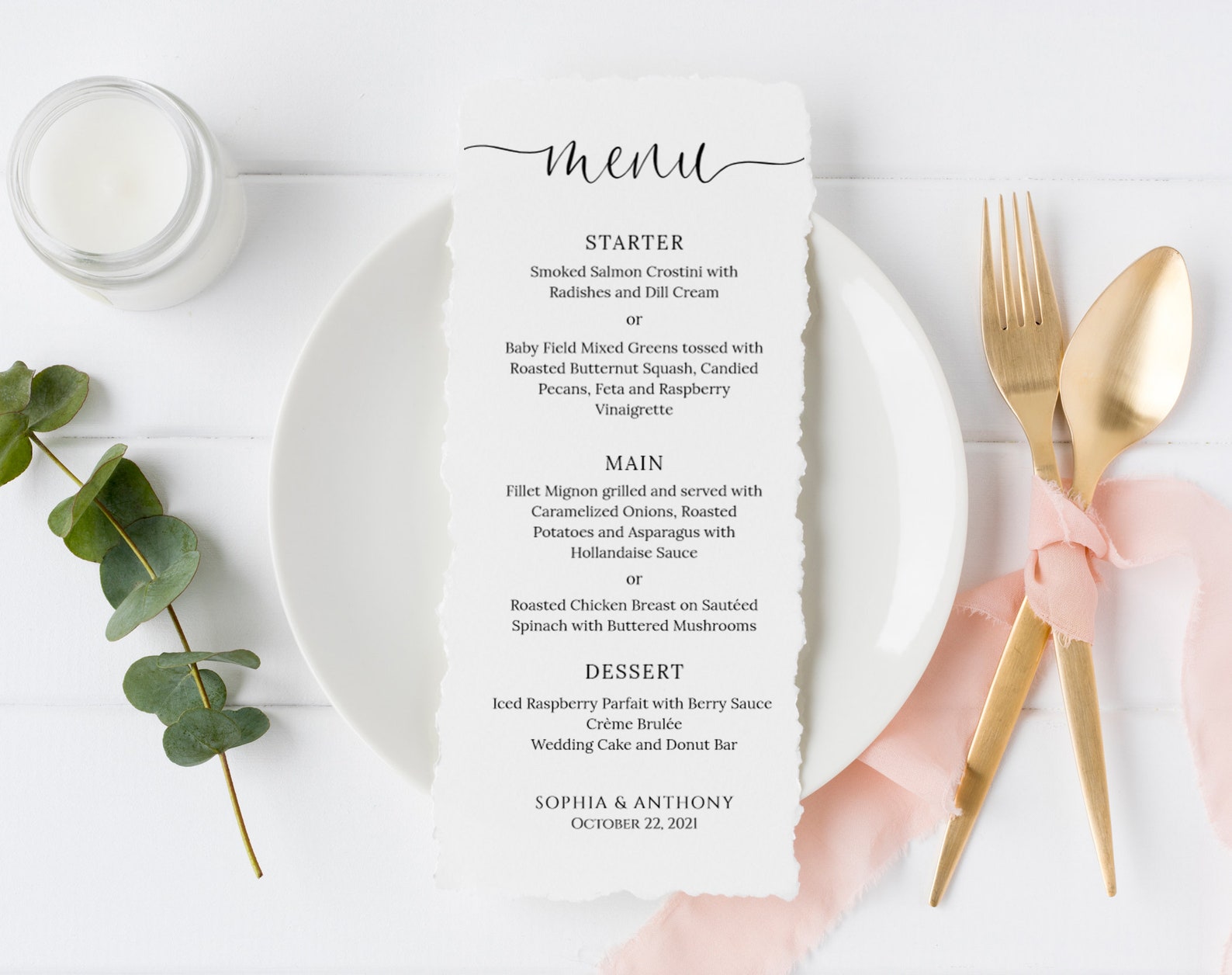 Rustic Wedding Menu Template Printable Wedding Menu Cards | Etsy