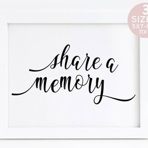 Share A Memory Printable, Memory Table Sign, Memorial Sign Printable ...