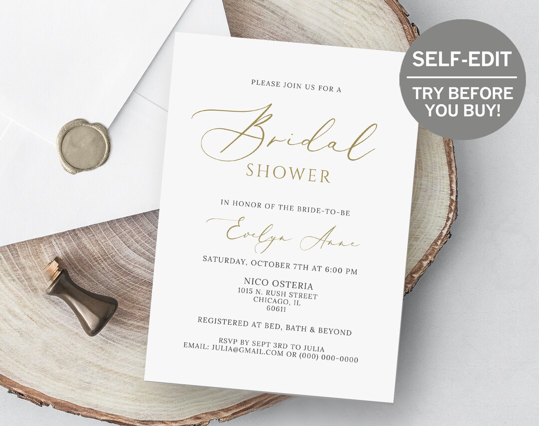 Simple Bridal Shower Invitation Template, TRY BEFORE You Buy ...