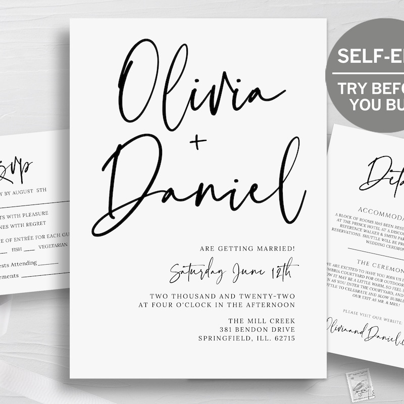Simple Wedding Invitation Etsy
