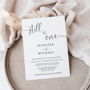 Wedding Vows Invitation Template, Classic Calligraphy, Anniversary Vows ...