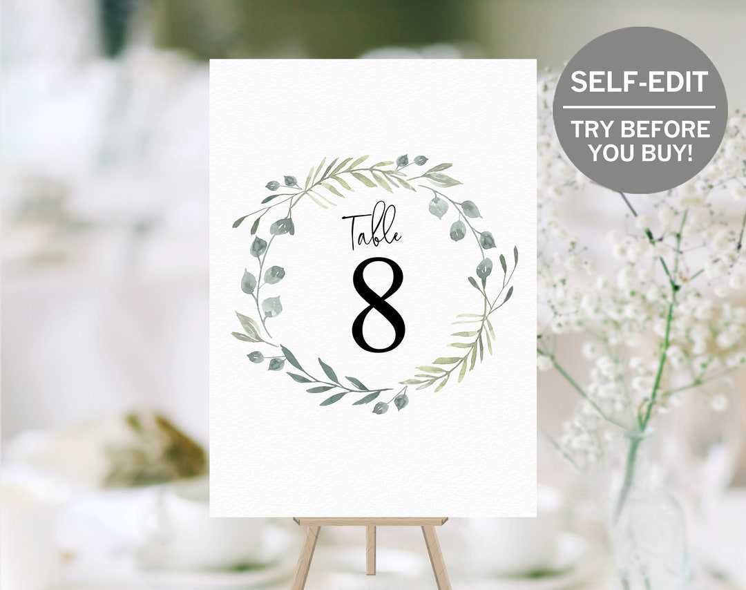 Table Number Template, TRY BEFORE You BUY, Wedding Table Numbers ...