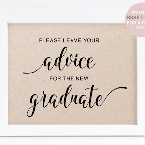 Advice for Graduate Sign, High School College Graduation Printable ...