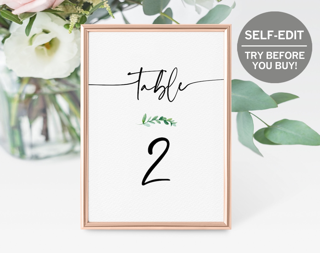 Table Number Template, TRY BEFORE You BUY, Rustic Table Numbers Wedding ...