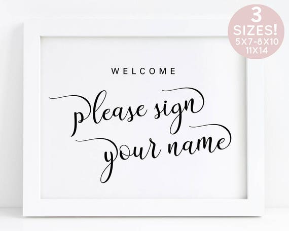 Please Sign Your Name Welcome Sign Print Guest Registry - Etsy