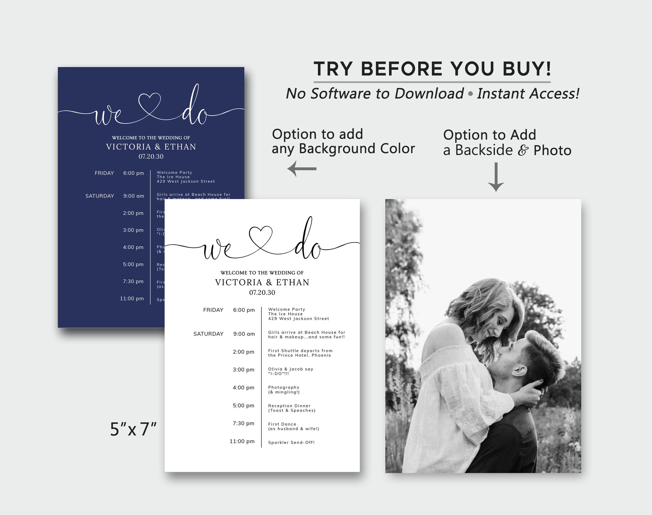 Wedding Program Template TRY BEFORE You BUY Wedding Timeline - Etsy