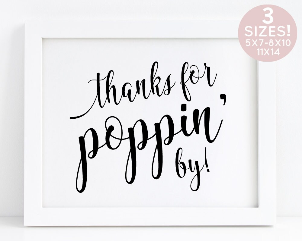 Thanks for Popping by Printable Sign Baby Shower Popcorn - Etsy Canada