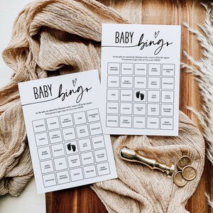 Baby Shower Bingo Cards Game, Modern Minimalist, Baby Shower Games ...