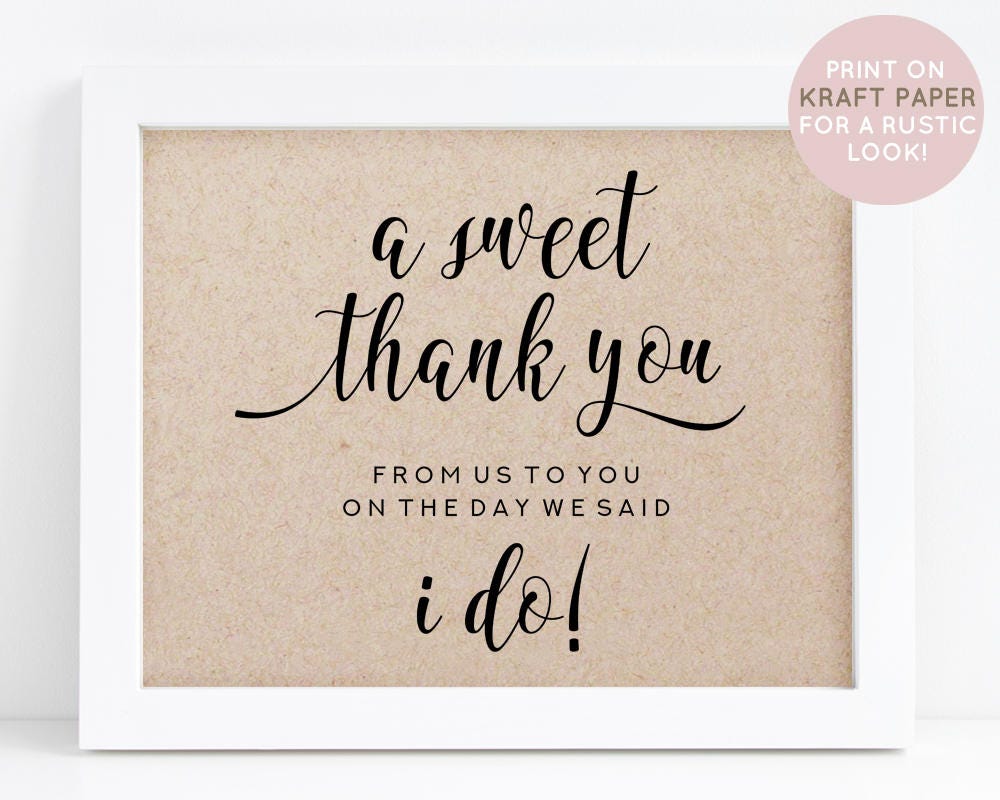 Sweet Thank You Sign Wedding Candy Favor Wedding Favor Sign | Etsy
