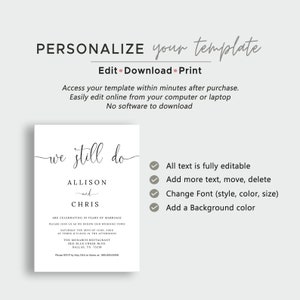 Editable Vow Renewal Invitation We Still Do, Modern Calligraphy ...