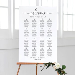 Alphabetical Seating Chart Template, Modern Calligraphy, Wedding ...