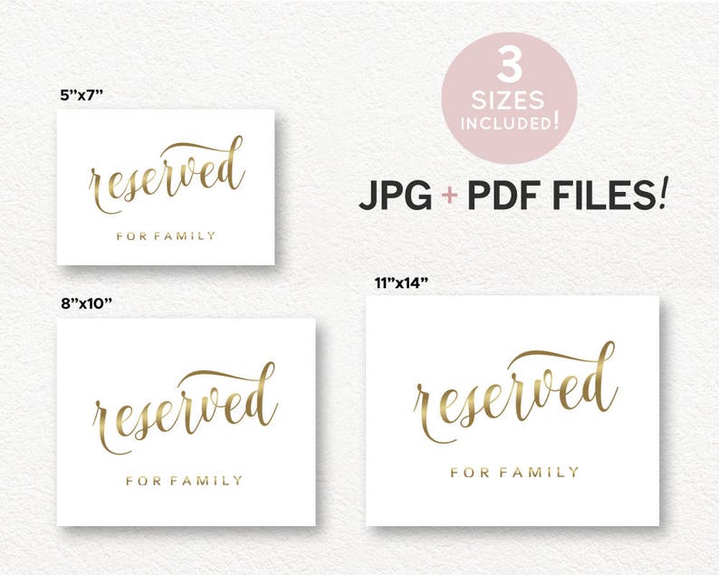 Wedding Reserved Sign Reserved Table Sign Gold Reserved - Etsy