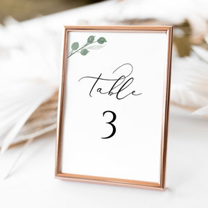 Table Numbers Card Template, Table Cards Greenery, Printable and ...