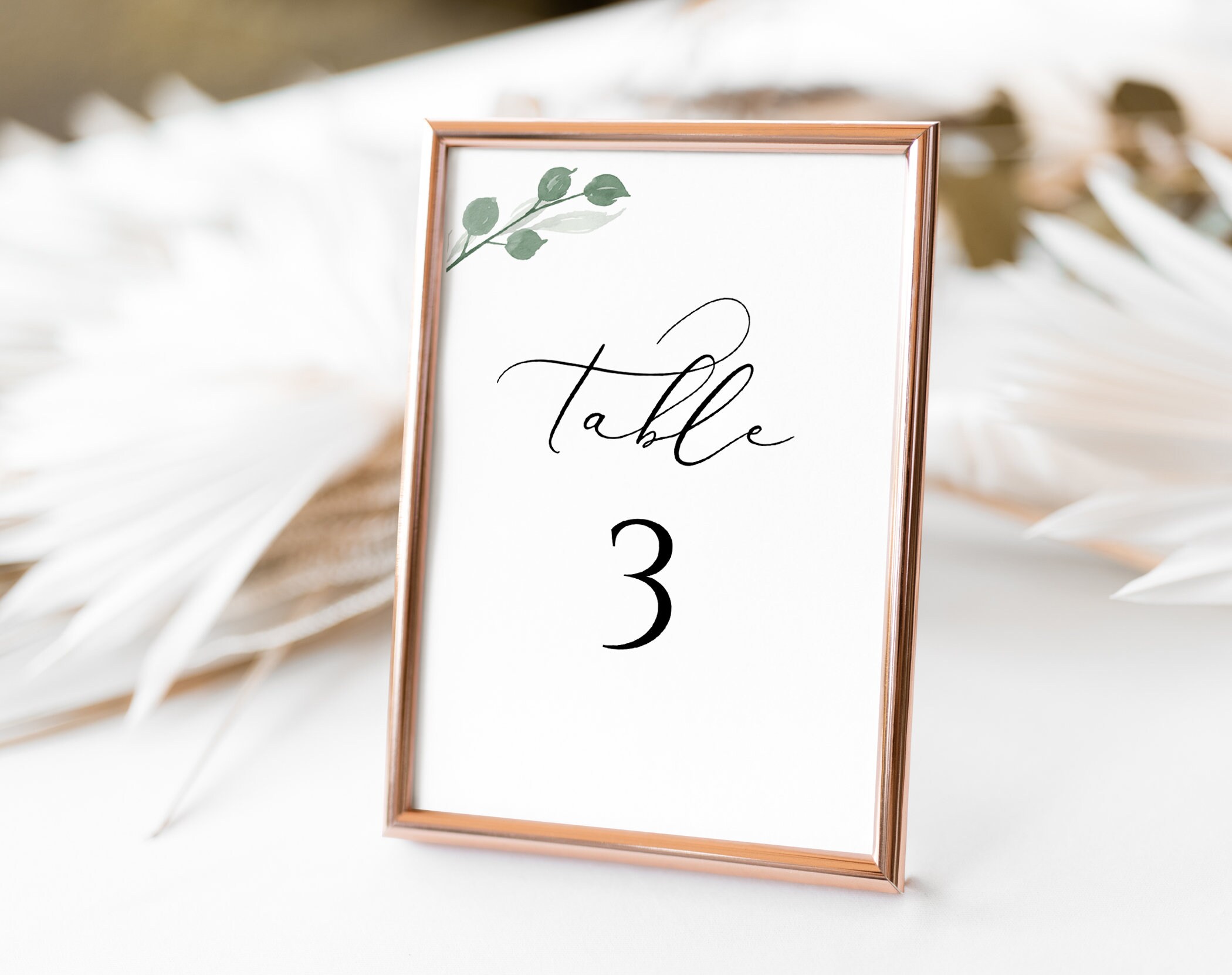Table Numbers Card Template Table Cards Greenery Printable - Etsy Canada