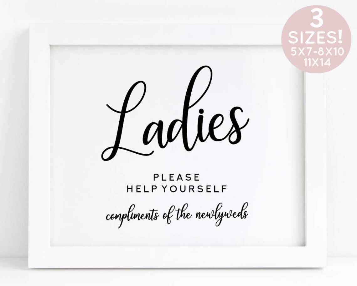 Ladies Bathroom Sign Bathroom Sign Printable Wedding - Etsy
