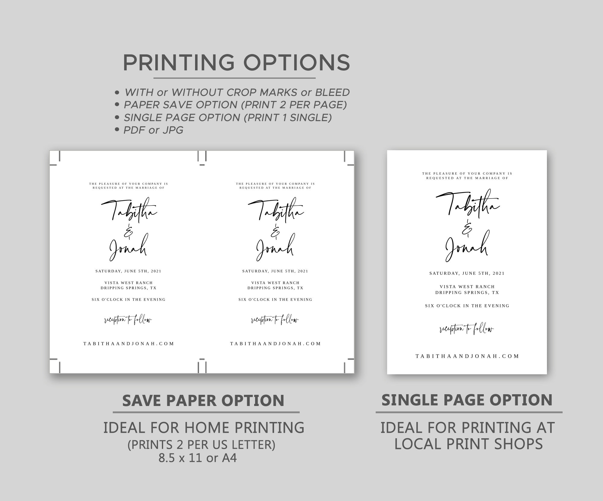 Wedding Invitation Set Template Printable Invitation Suite | Etsy