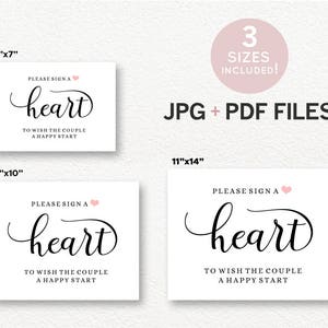 Please Sign A Heart Sign, Wedding Guest Registry, Wedding Sign A Heart ...