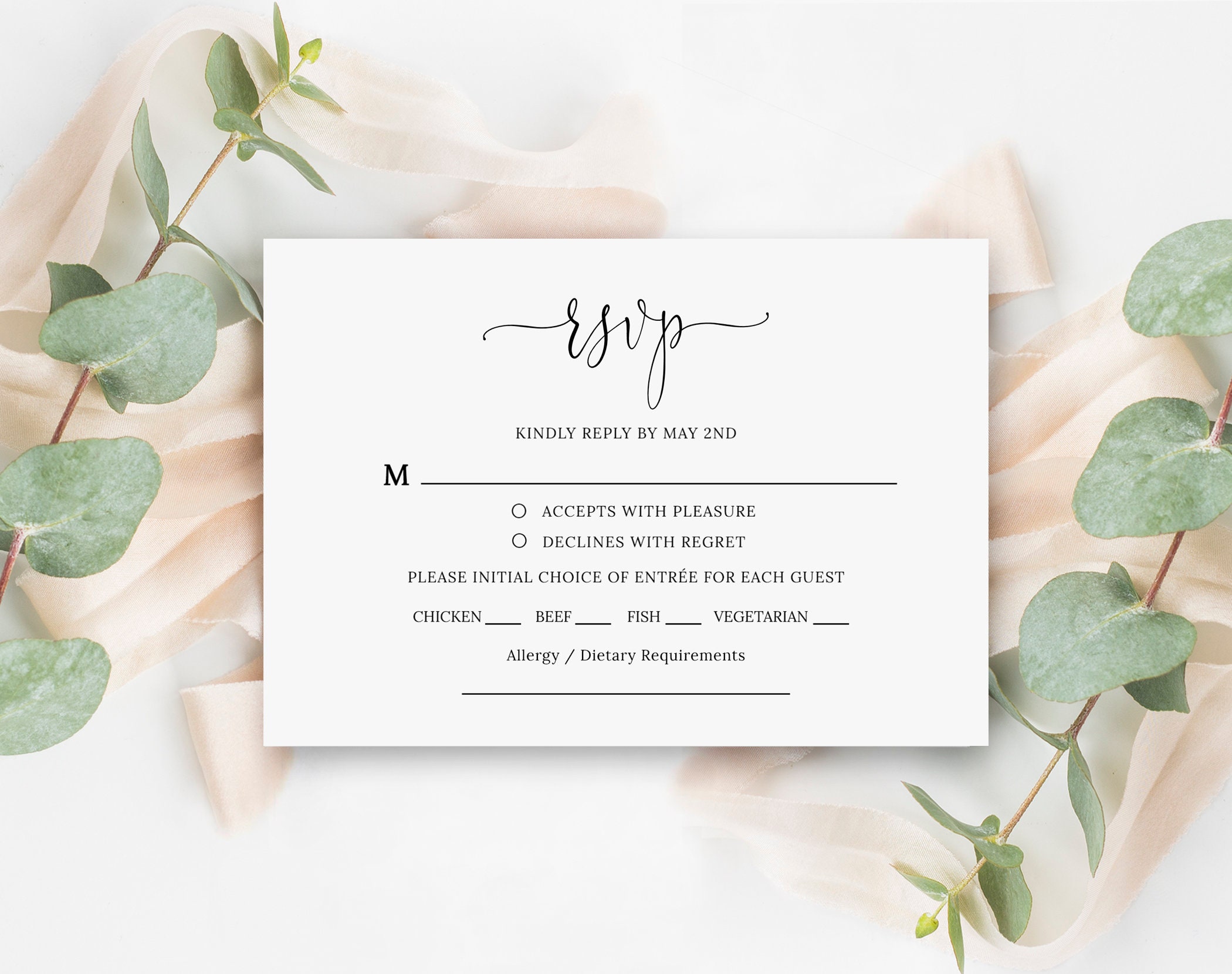 RSVP Card Template Wedding RSVP Cards Response Cards RSVP - Etsy UK