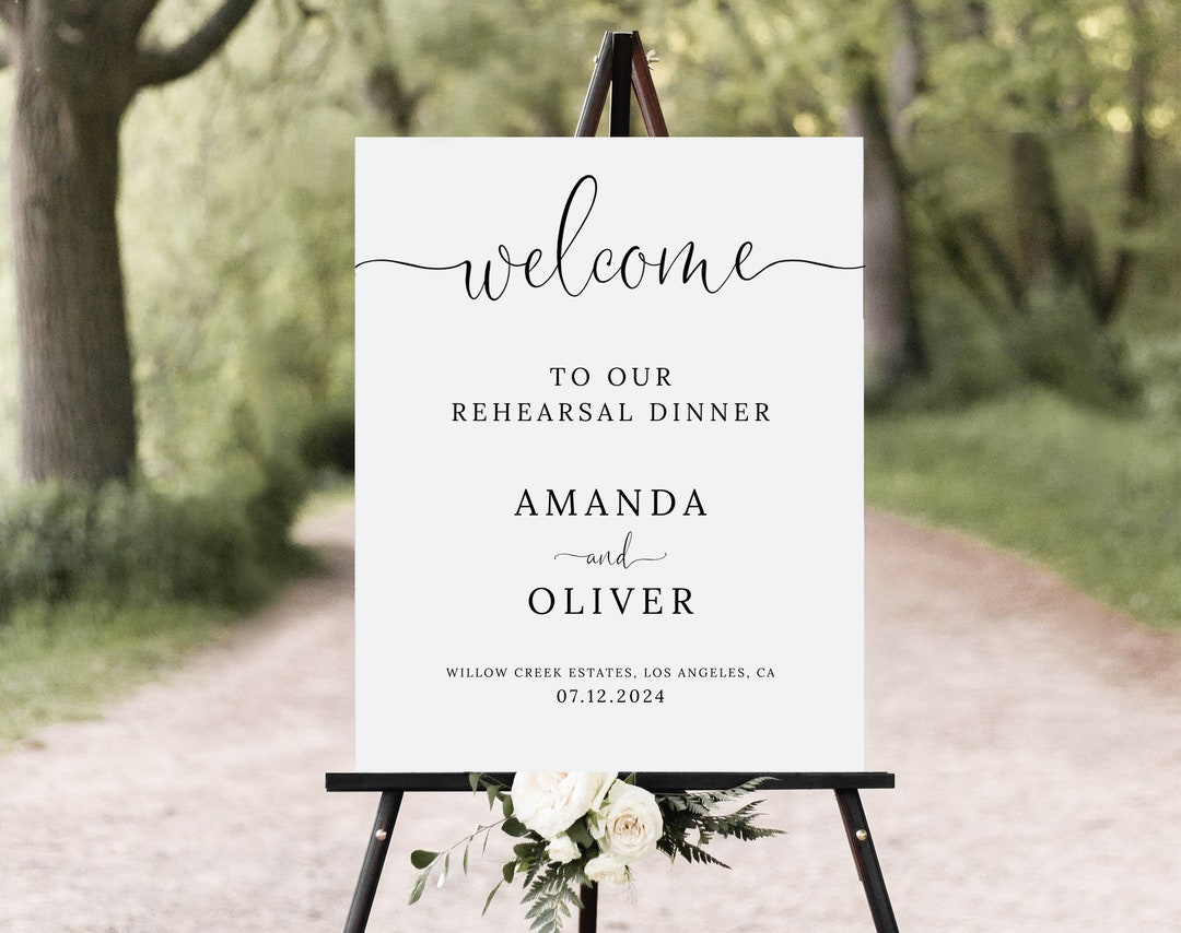Rehearsal Dinner Welcome Sign Template, Printable Rehearsal Dinner Sign ...