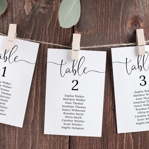Table Seating Cards - Etsy