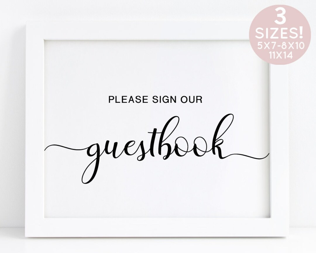 Please Sign Our Guestbook Sign Printable, Wedding Guest Book Sign ...